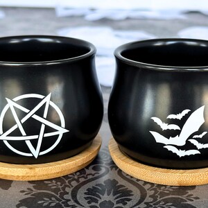 Cauldron Planter Halloween Planter Goth Planter Pot Ceramic Mini Witch ...