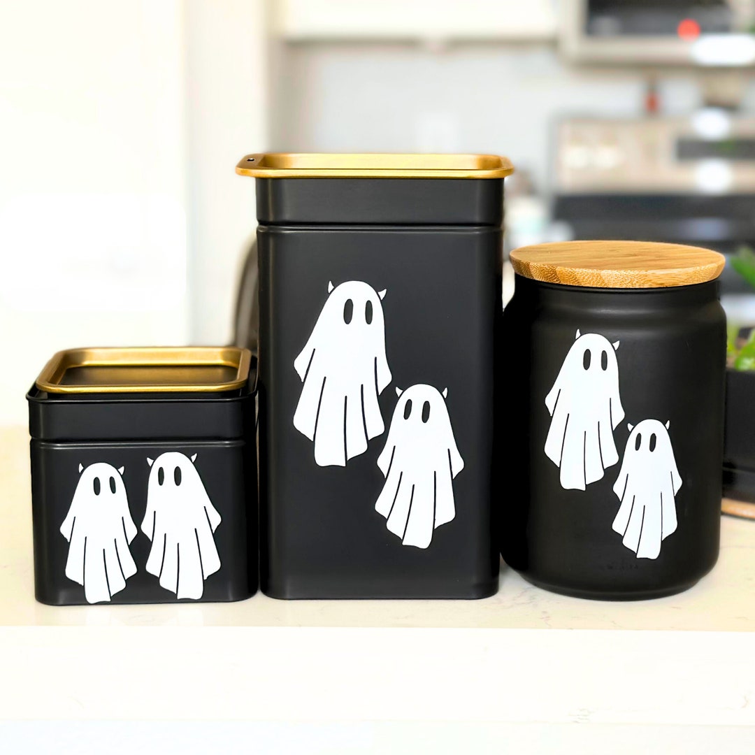 Ghost Storage Jar With Bamboo Lid Gothic Kitchen Decor Kitchen Storage ...