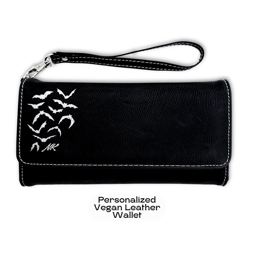 Goth Wallet Bat Wallet Personalized Cute Wallet Vegan Leather Wristlet ...