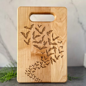 Goth Kitchen Decor Bats Laser Engraved Walnut Cutting Board Wooden ...