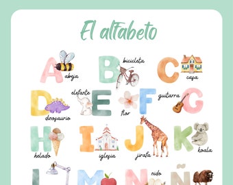 Spanish Educational Alphabet Poster Set for Kids and Toddlers (4 ...