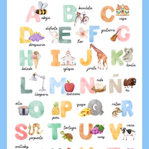 Spanish Educational Alphabet Poster Set for Kids and Toddlers (4 ...