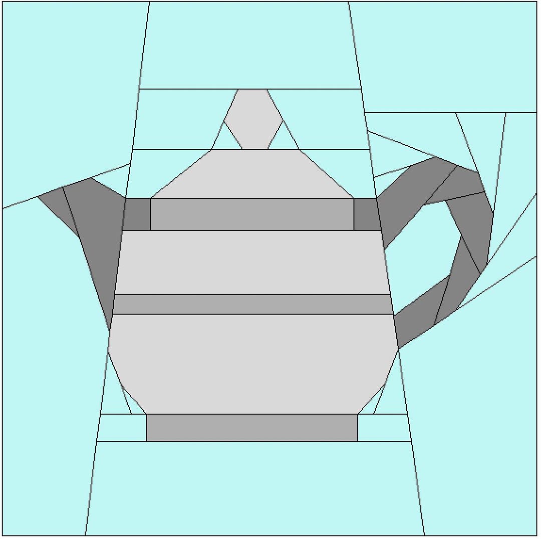 Teapot 5 - Foundation Paper Pieced FPP Pattern - 12 Inch Finished Quilt ...