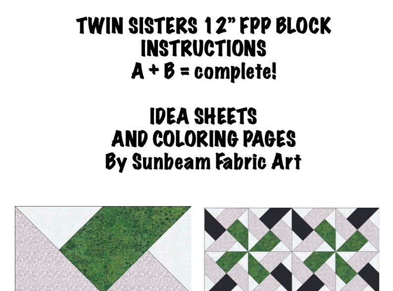 Twin Sisters - FPP Foundation Paper Pieced Pattern for Either 12 -or- 9 ...