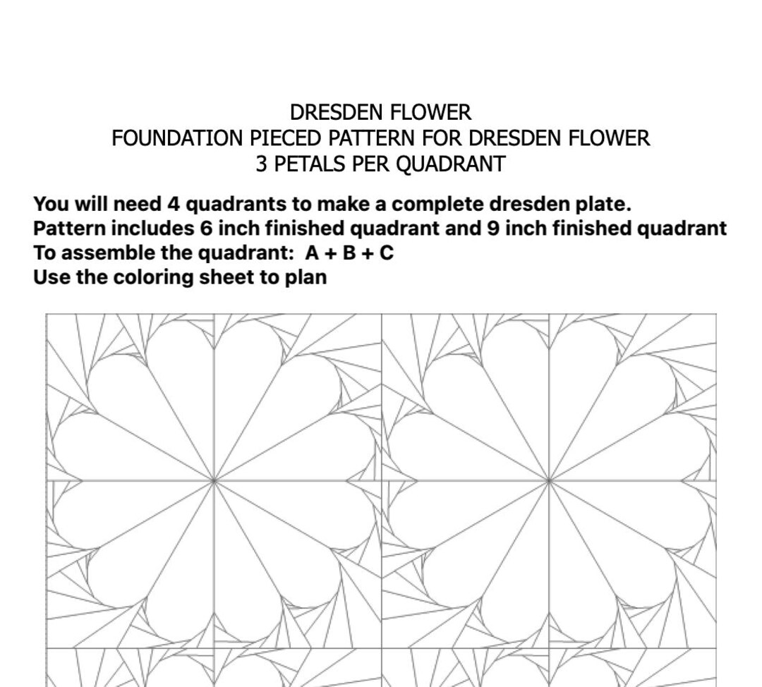 Dresden Flower 3 Petal Quadrant FPP - Intermediate - Foundation Paper ...