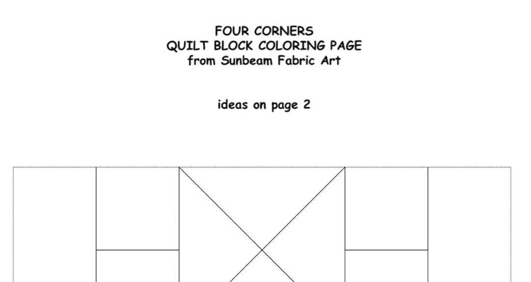 Quilt Block Coloring Sheet - FOUR CORNERS | Quilt Block | Quilt ...