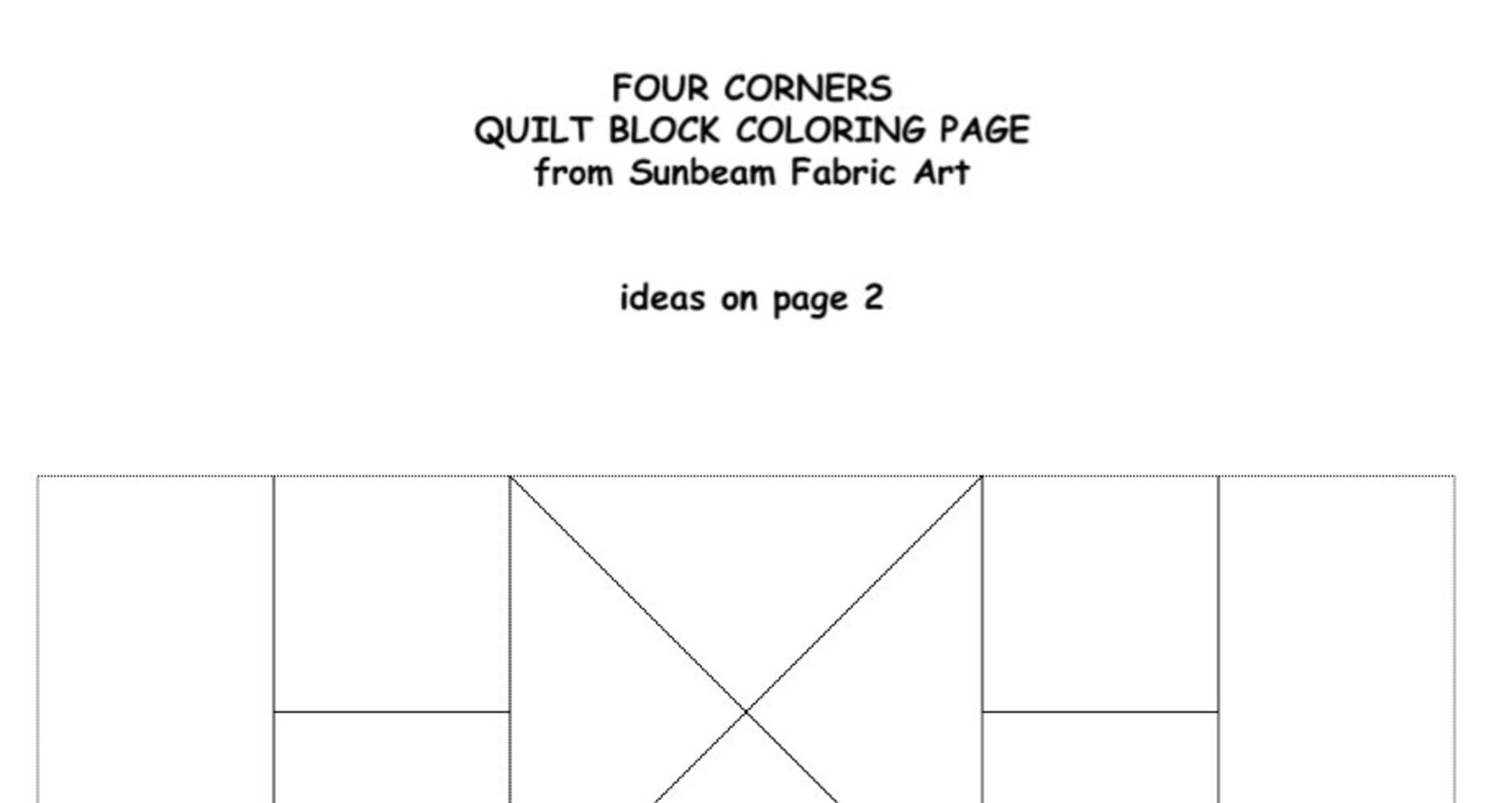 Quilt Block Coloring Sheet - FOUR CORNERS | Quilt Block | Quilt ...