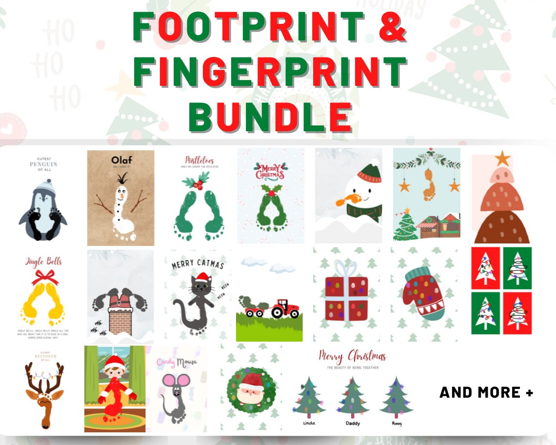 120 Christmas Handprint, Fingerprint, Footprint Bundle. Gift for ...