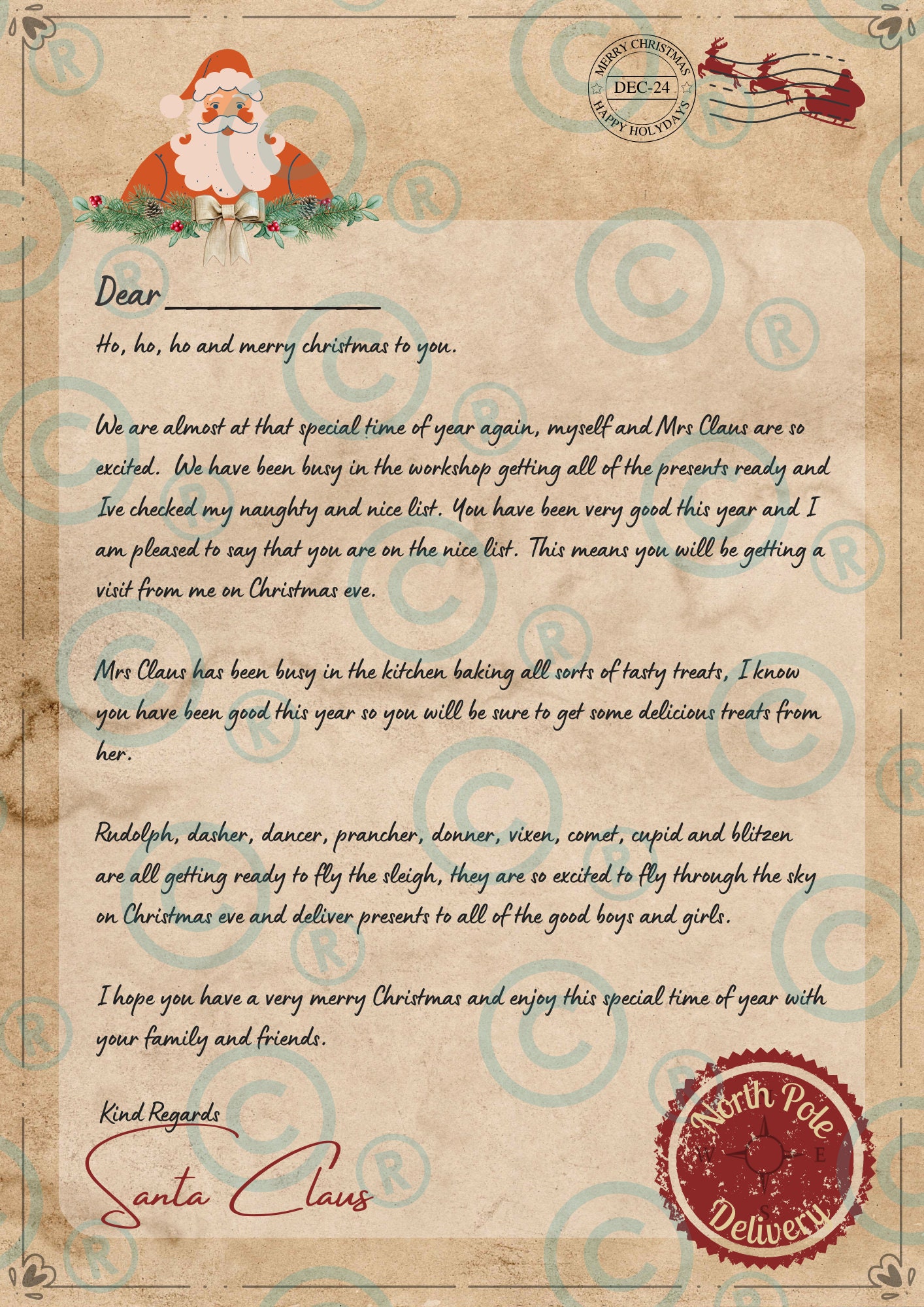Letter From Santa With Story Telling, Nice List Certificate, Christmas ...
