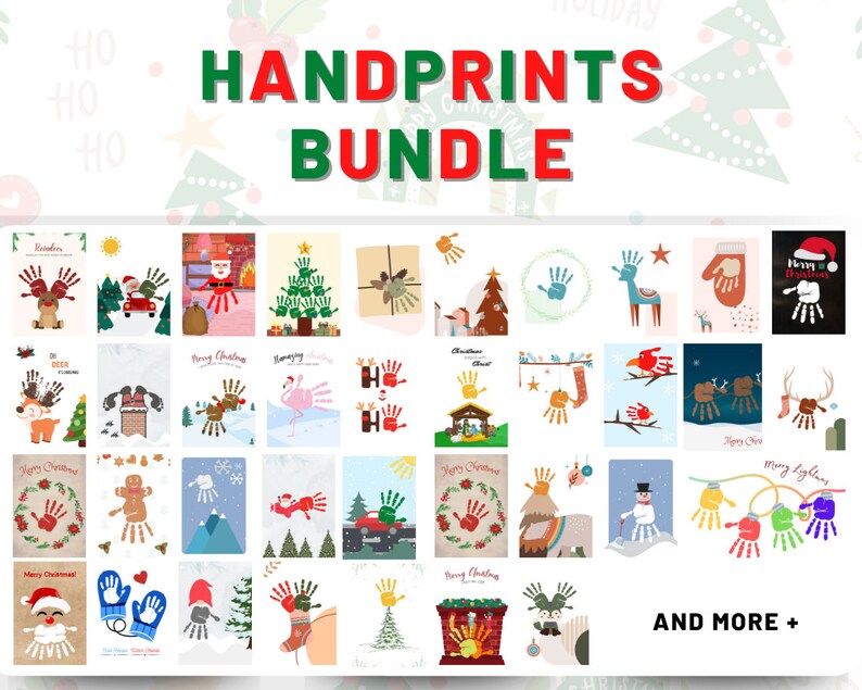 120 Christmas Handprint, Fingerprint, Footprint Bundle. Gift for ...