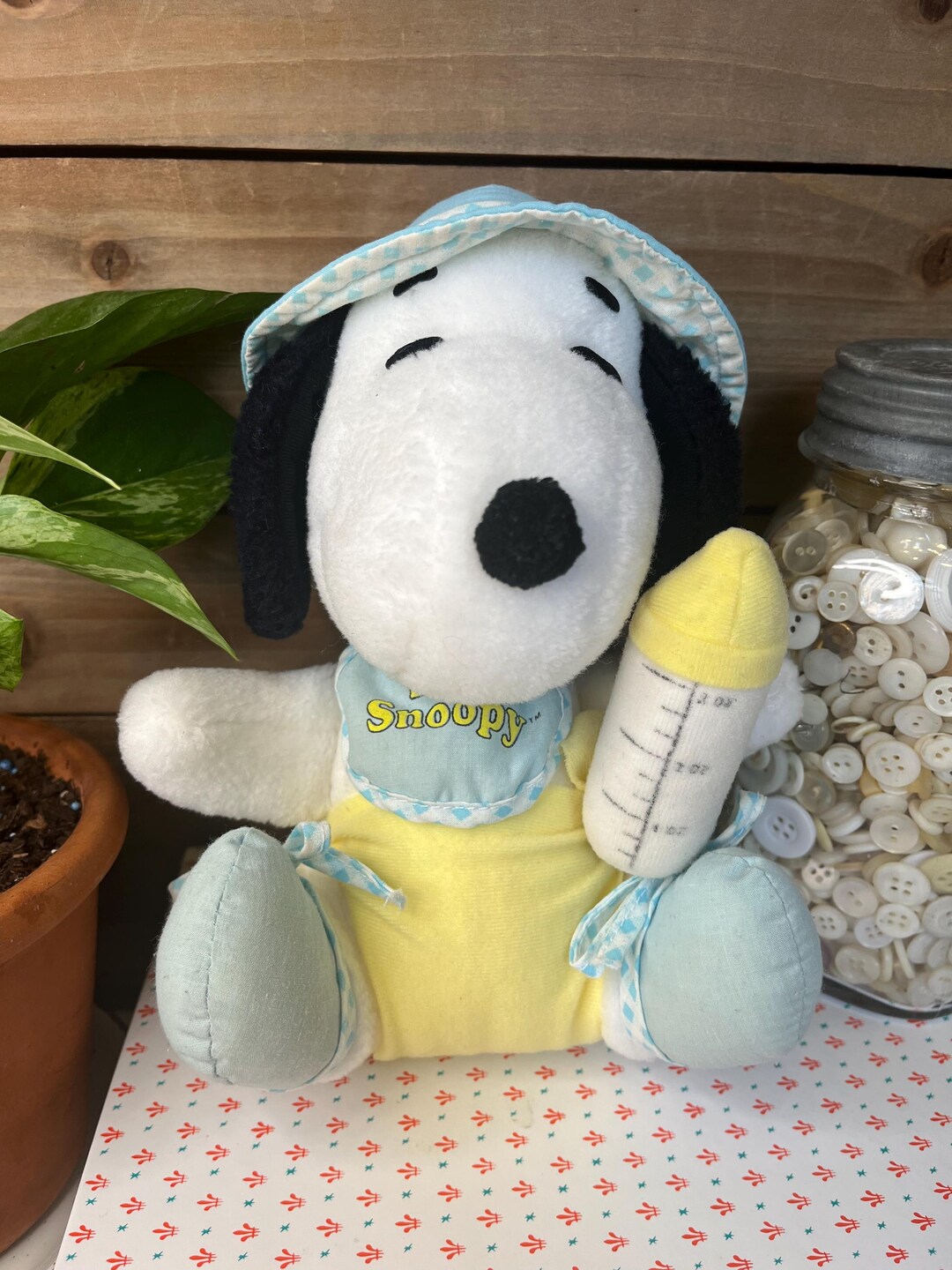 Cute Vintage 1960s Knickerbocker Baby Snoopy Plush With Hat, Bib ...