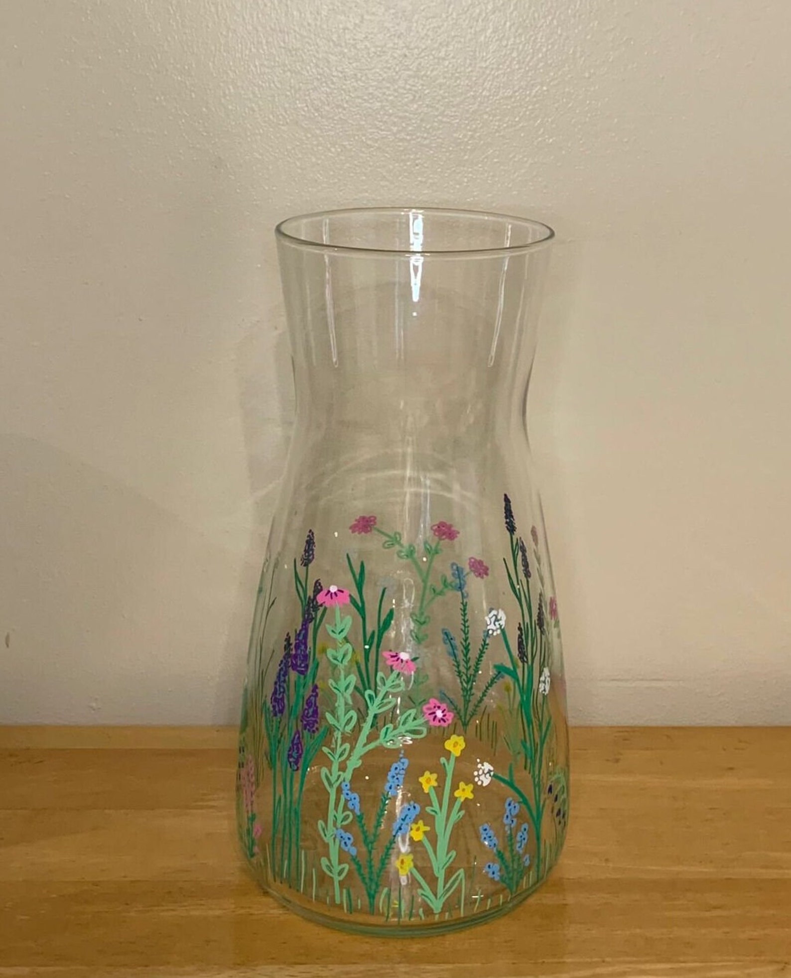 Hand-painted Glass Flower Vase - Etsy