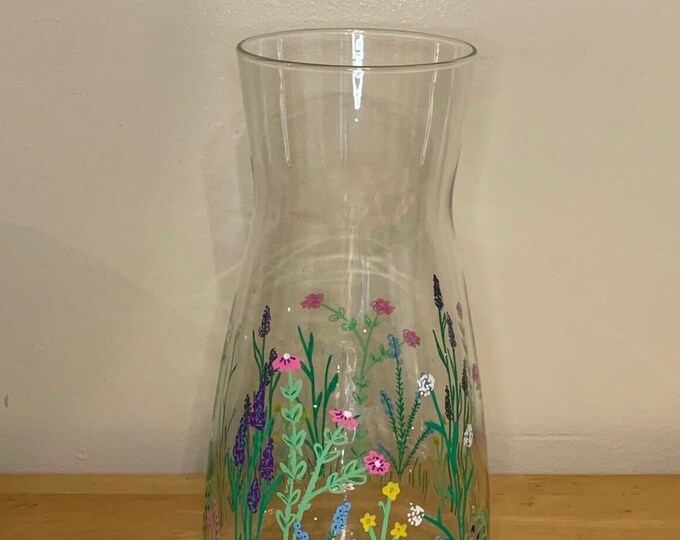 Hand-painted Glass Flower Vase - Etsy