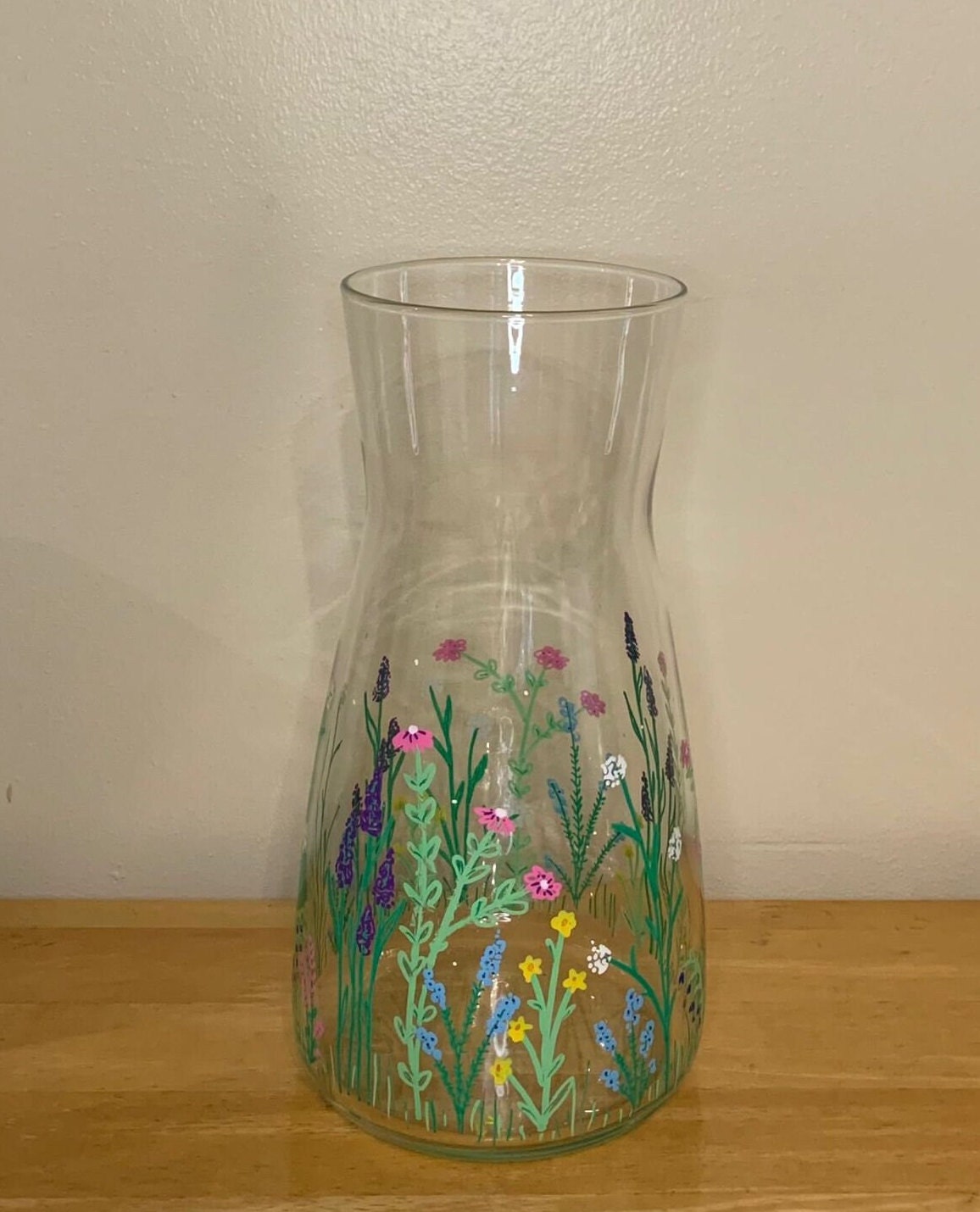 Hand-painted Glass Flower Vase - Etsy