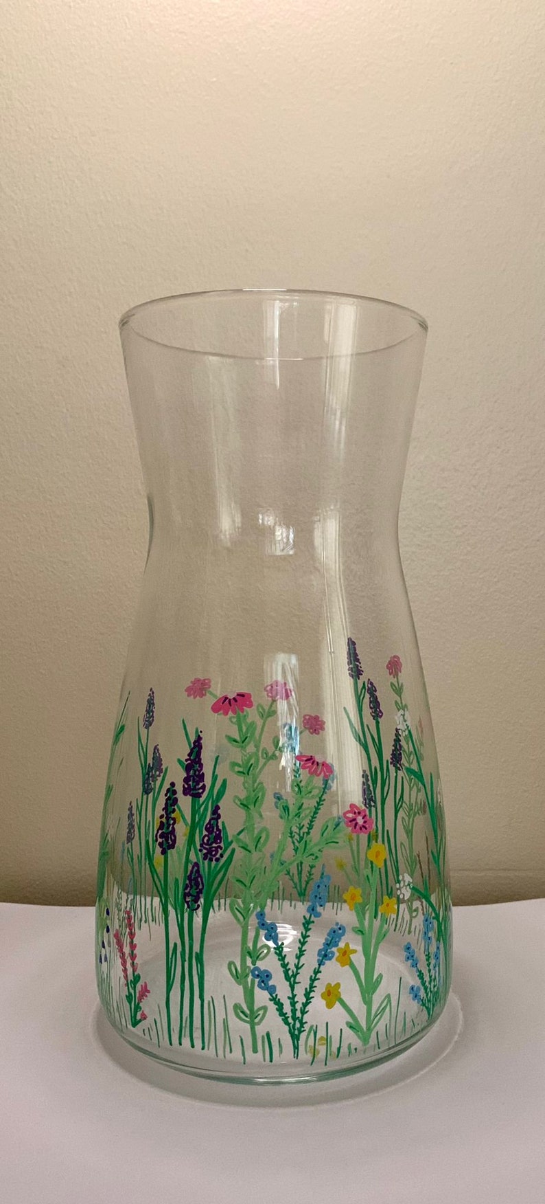 Hand-painted Glass Flower Vase - Etsy