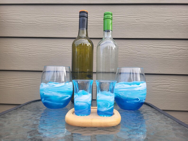 Ocean Wave Shot Glasses, Set of 2, 4 or 6, Unique & Handmade Gift ...