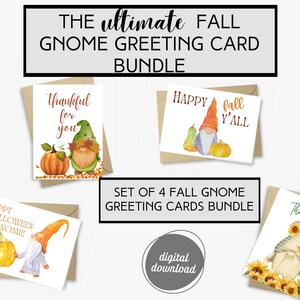 Fall Gnome Greeting Card Collection Bundle Fall, Holiday, Halloween ...