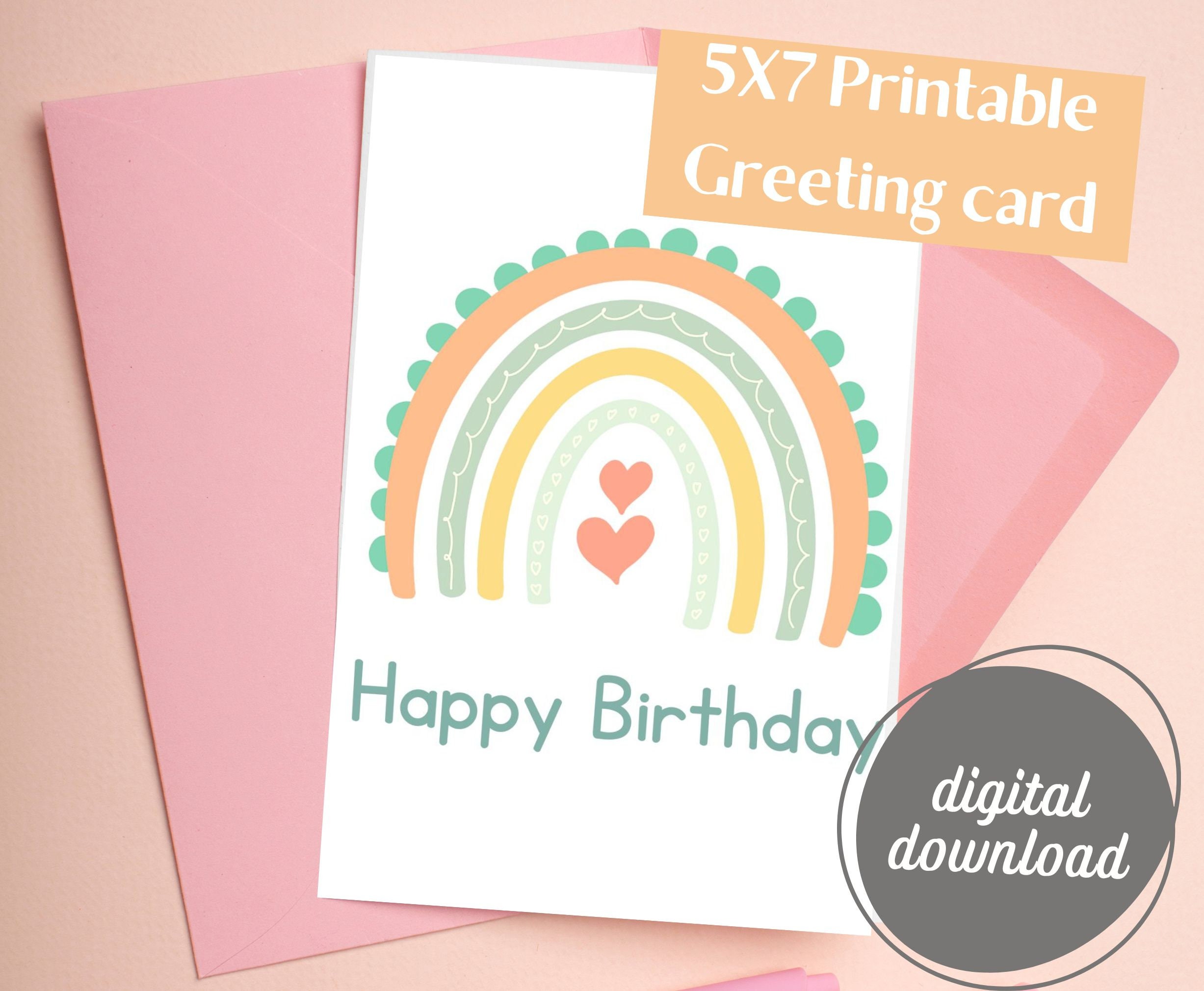 Happy Birthday Boho Rainbow Greeting Card | Cute, Rainbow, Heart ...