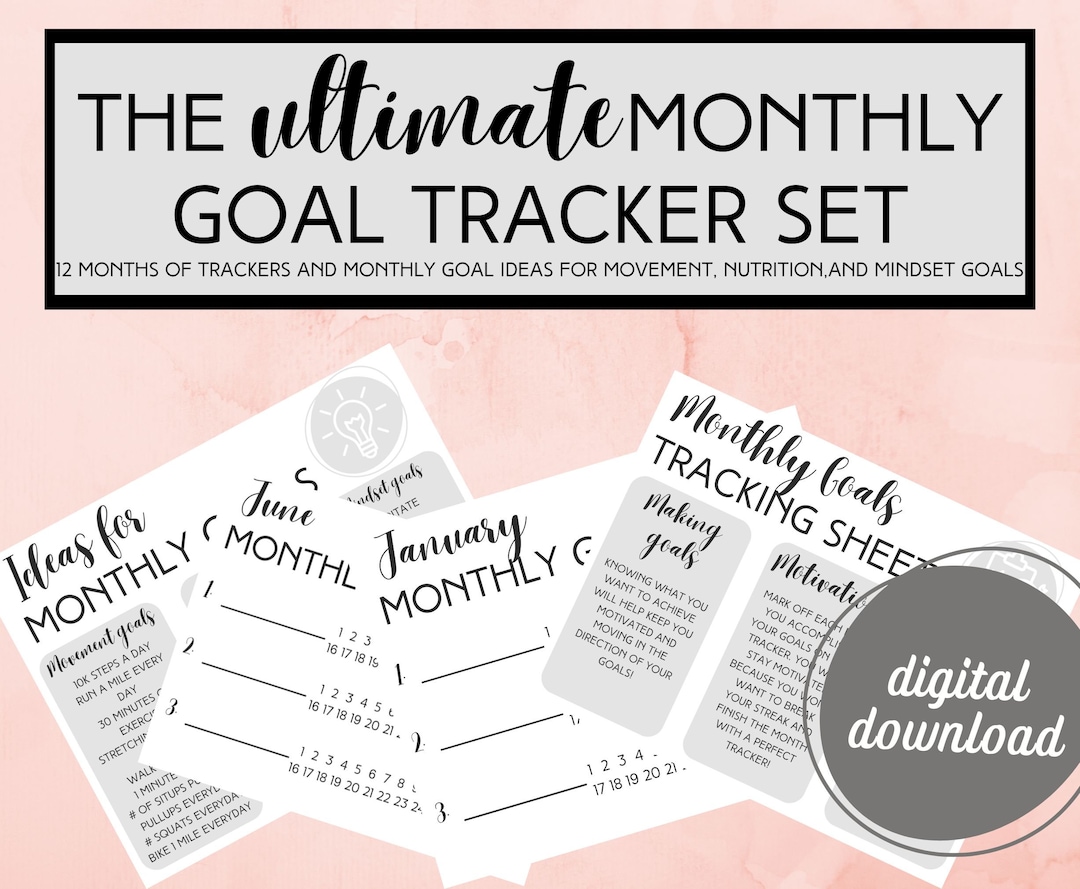 Ultimate Goal Tracker Set | 12 Month Goal Worksheets, Minimalist ...