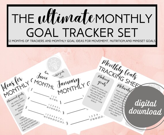Ultimate Goal Tracker Set 12 Month Goal Worksheets - Etsy