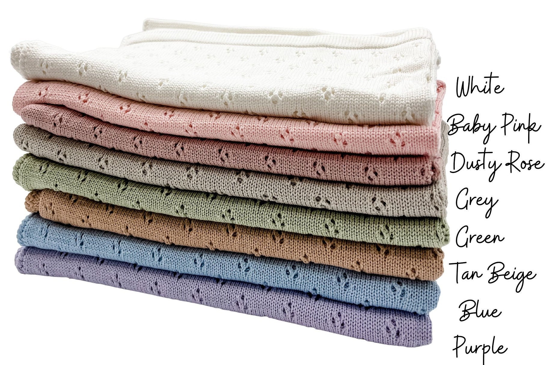 Knitted Baby Blanket, 100% Organic Cotton Baby Blanket for Newborn ...