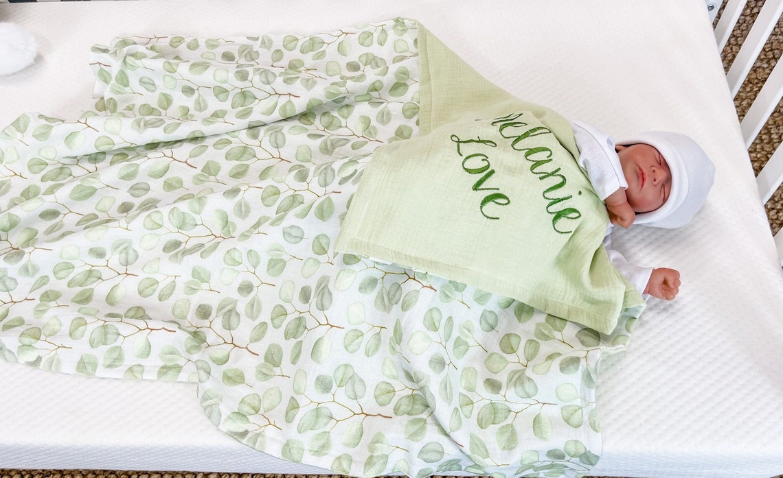 Muslin Baby Blanket With Name, Personalized Baby Blanket, Double Gauze ...