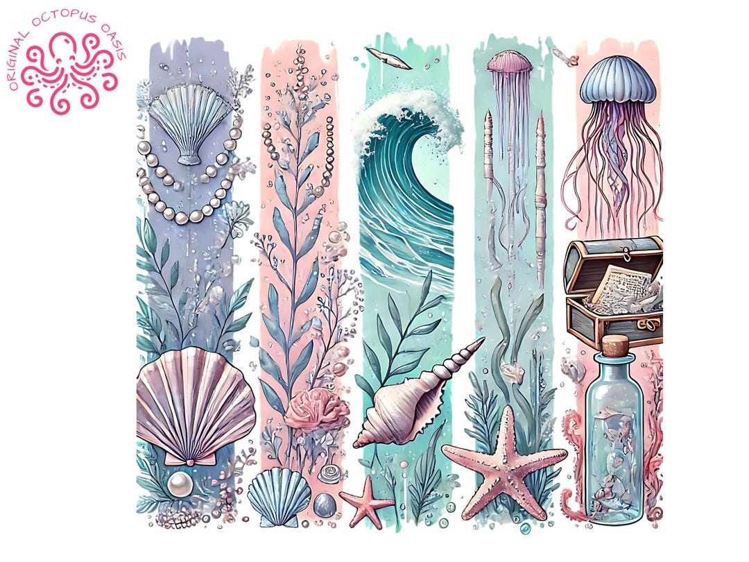 Ocean Treasures Clipart PNG, Sea Life Art Print, Brushstroke Aquatic ...