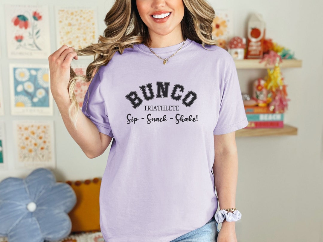 Bunco Triathlete Sip Snack Shake Comfort Colors® Women's Tee, Oversized ...