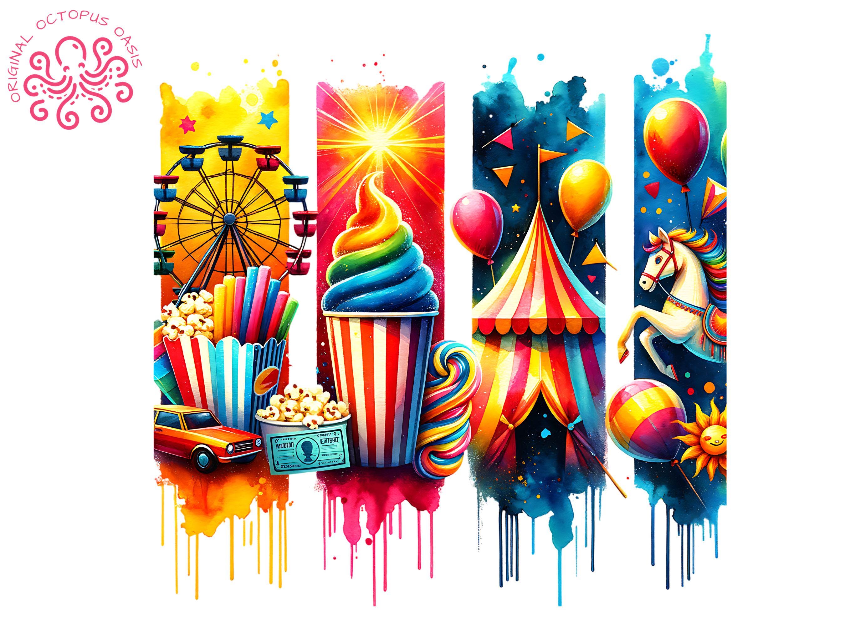 Circus Carnival Clipart PNG, Carnival Party Wall Art, Funfair ...