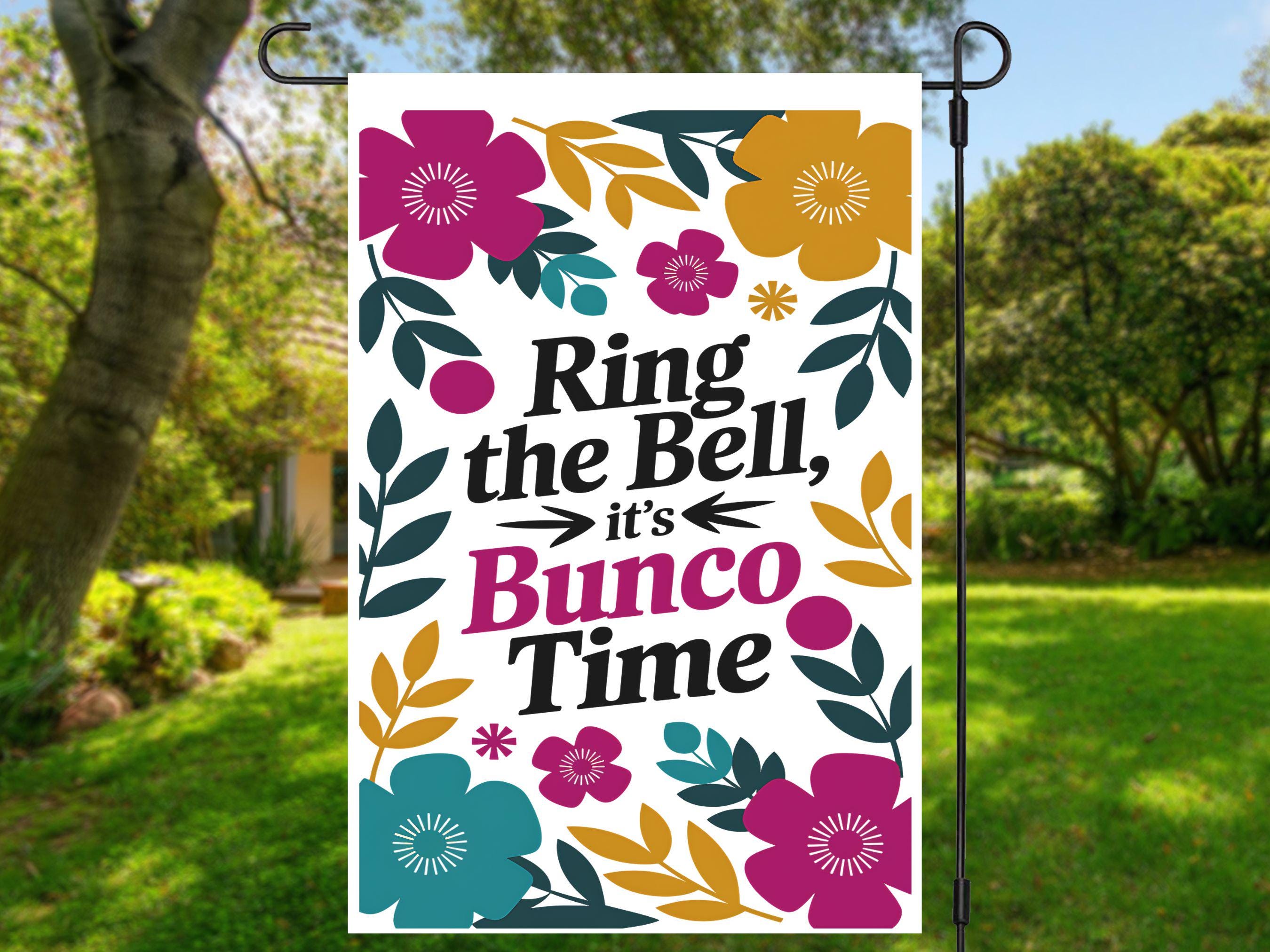 Modern Bunco Party Flag, Ring the Bell Bunco Sign, Floral Dice Game ...