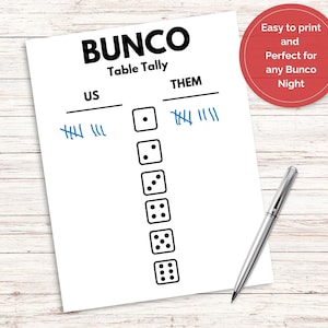 Bunco Score Sheets Minimalist Scorecard, Bunko Table Numbers Tally ...