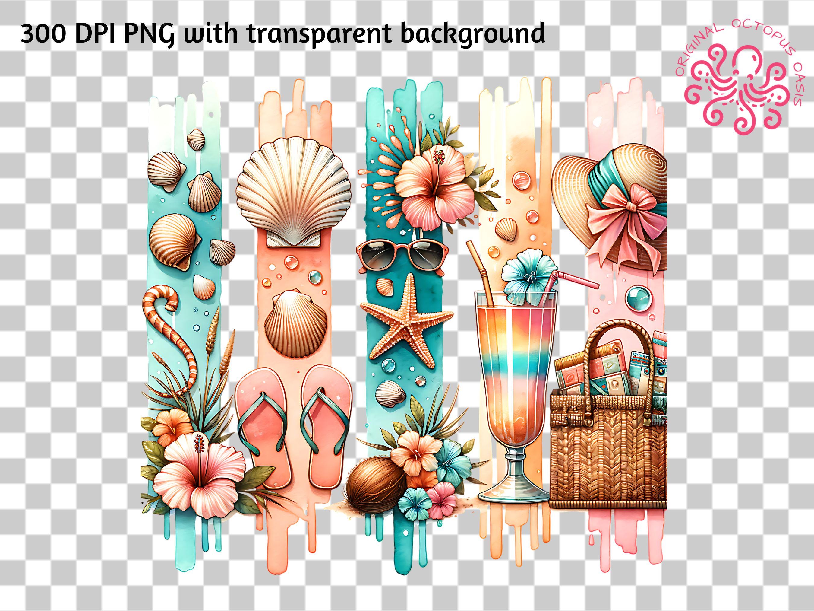 Summer Beach Clipart PNG, Summer Vacation Brushstroke Digital Art ...