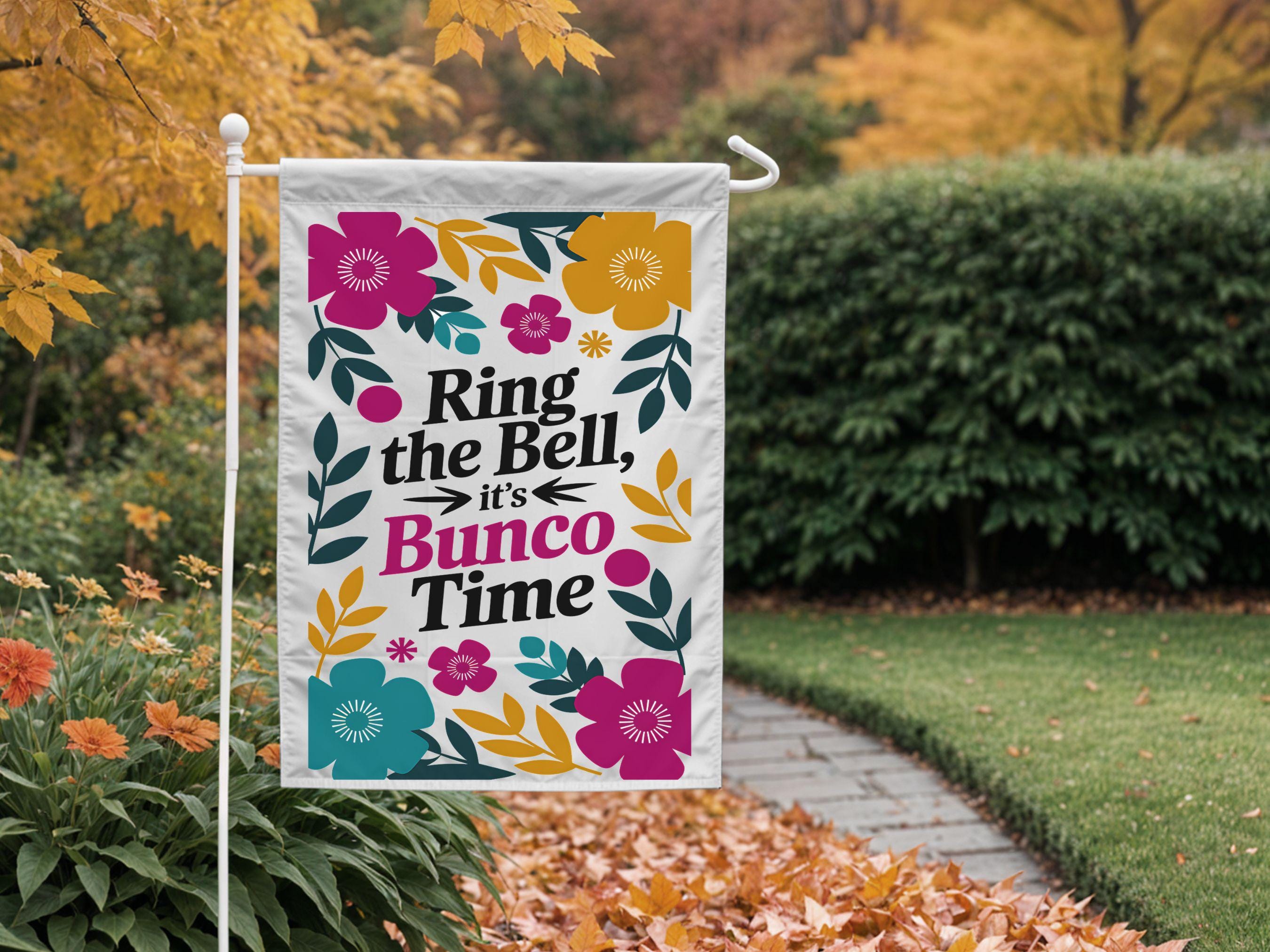 Modern Bunco Party Flag, Ring the Bell Bunco Sign, Floral Dice Game ...