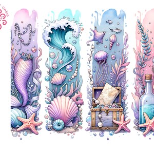 Mermaid Ocean Treasures Clipart PNG, Sea Life Printable Wall Decor ...