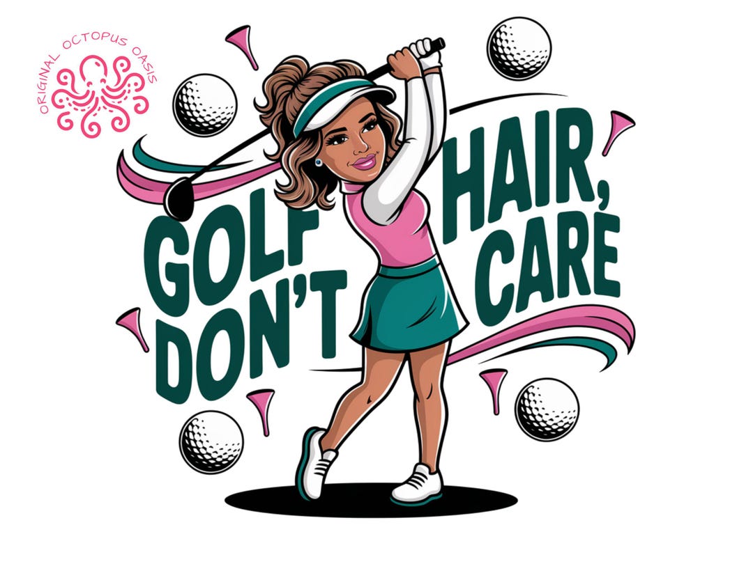 Women Golf PNG Sublimation Design, Girl Golfing Clipart, Golf Hair Don ...