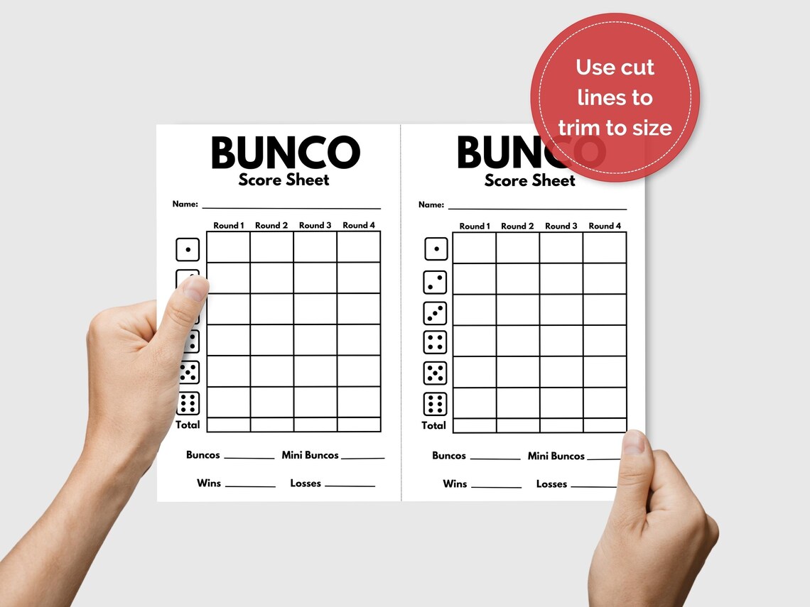 Bunco Score Sheets Minimalist Scorecard, Bunko Table Numbers Tally ...