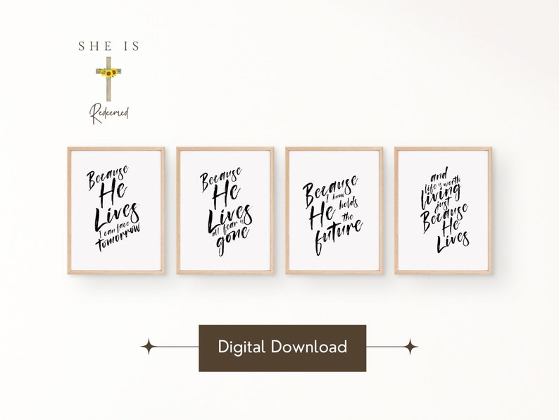 Because He Lives Printable Hymn Wall Art – Digital Download | Brush ...
