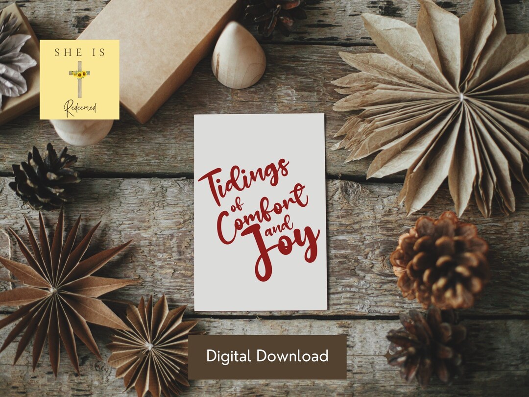 Tidings of Comfort and Joy Printable Wall Art Digital Download, Festive ...