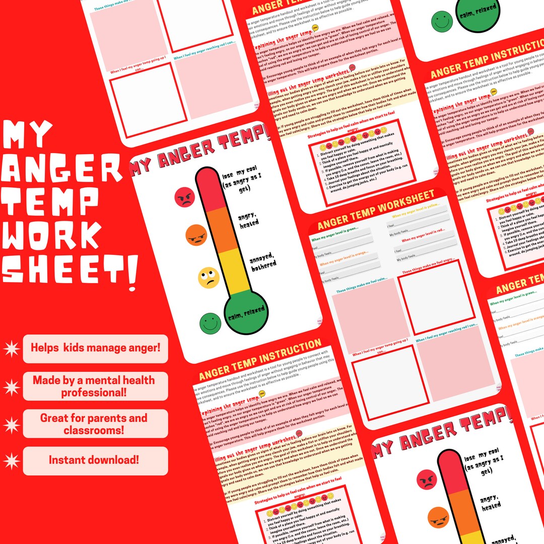 My Anger Temp Worksheet | Anger Management Worksheet for Kids ...