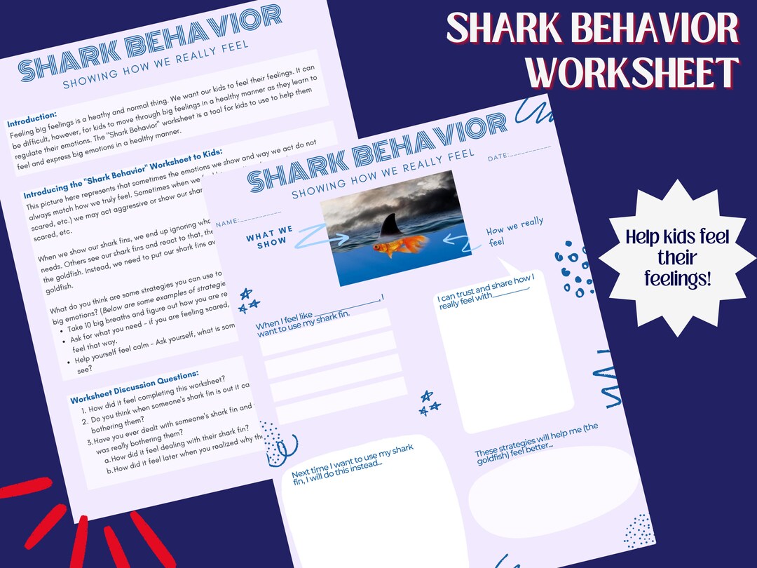 Shark Behavior Worksheet | Emotion Regulation Worksheets | Anger ...