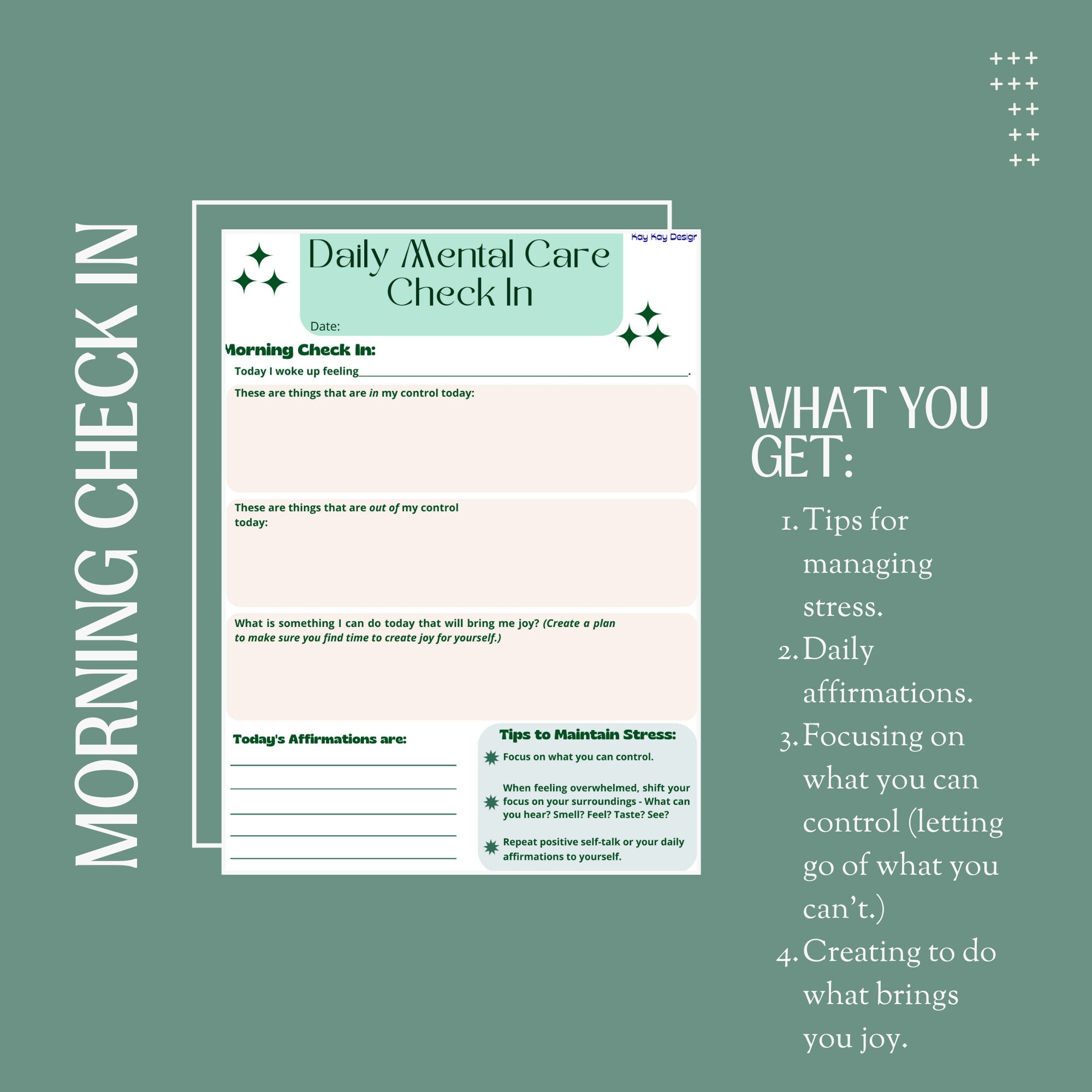 Daily Mental Health Check in Self Care Journal Mental Wellness Check in ...