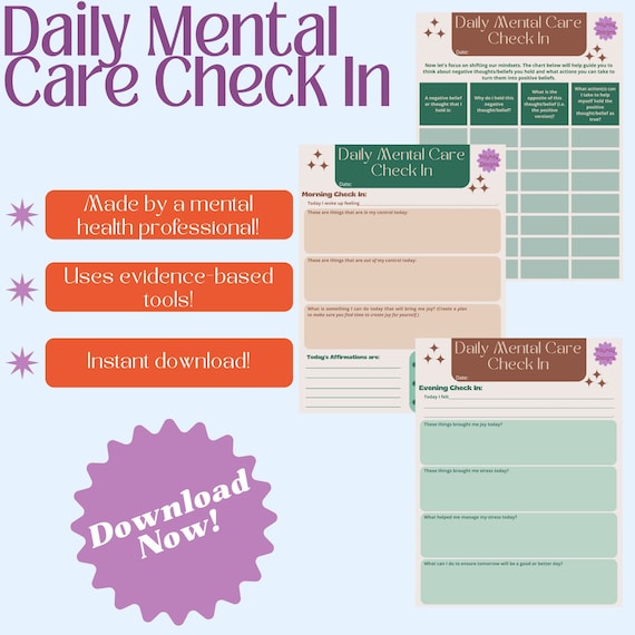 Daily Mental Health Check in Self Care Journal Mental - Etsy