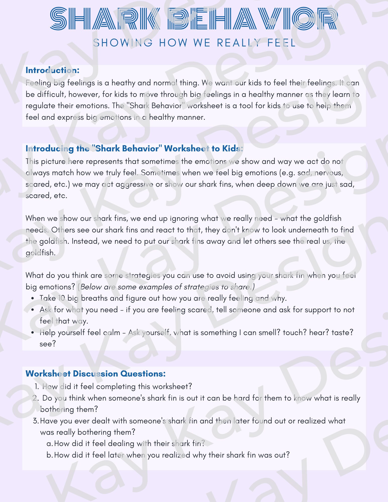 Shark Behavior Worksheet Emotion Regulation Worksheets Anger Management ...