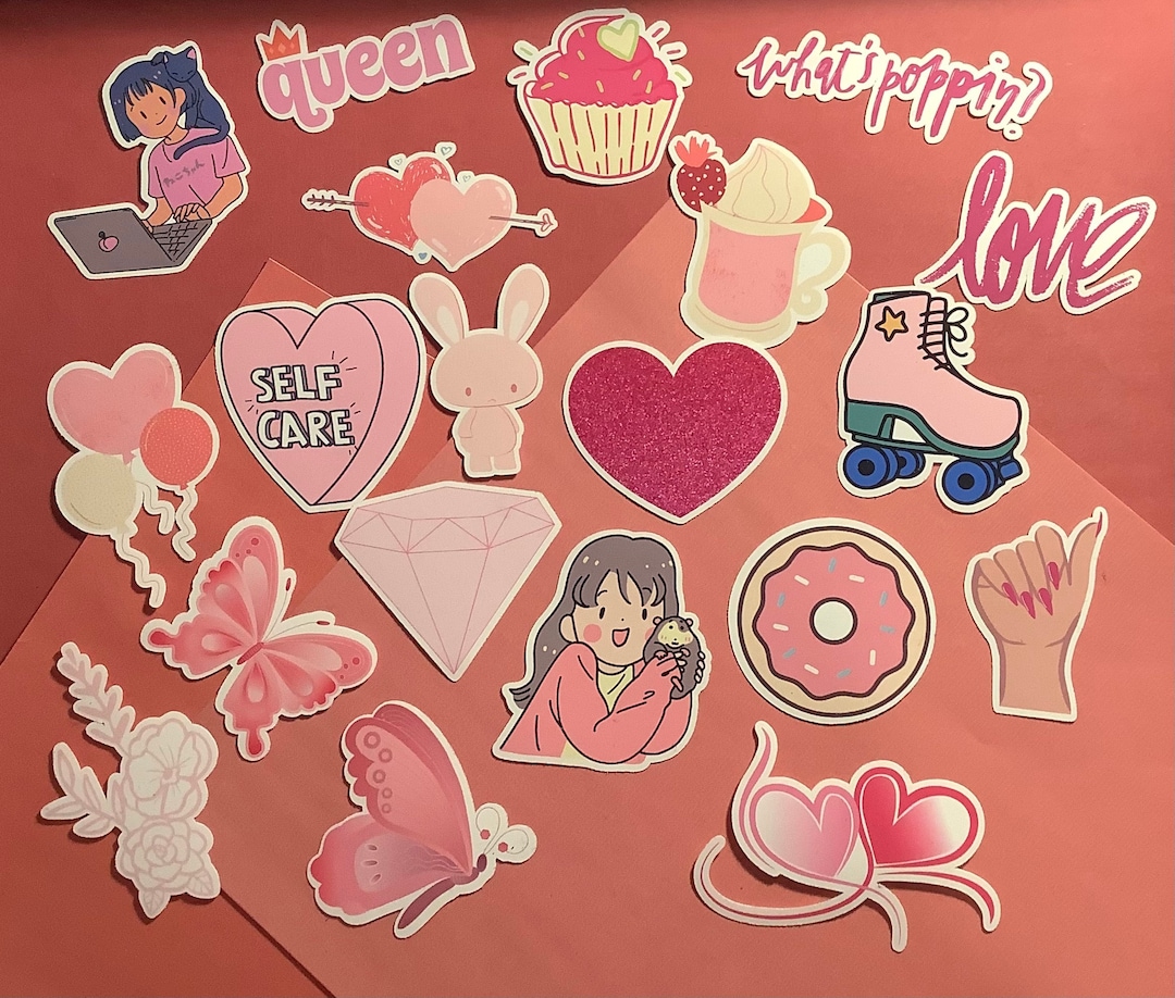 20 Sticker Pack Pink Stickers Girl Stickers Vinyl Stickers - Etsy