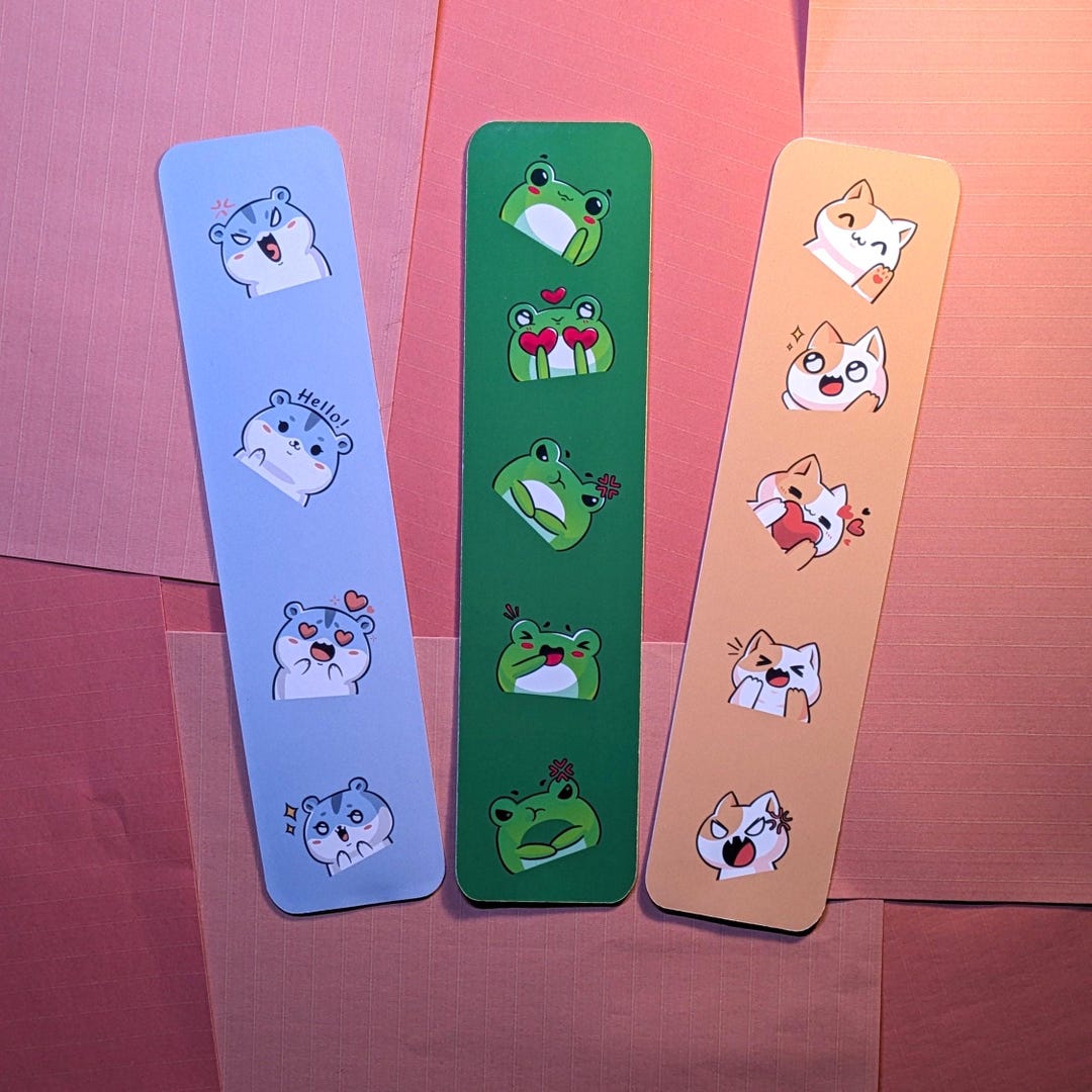 Kawaii Bookmarks Cute Anime - Set of 3 - Cute Kawaii Bookworms Gift ...