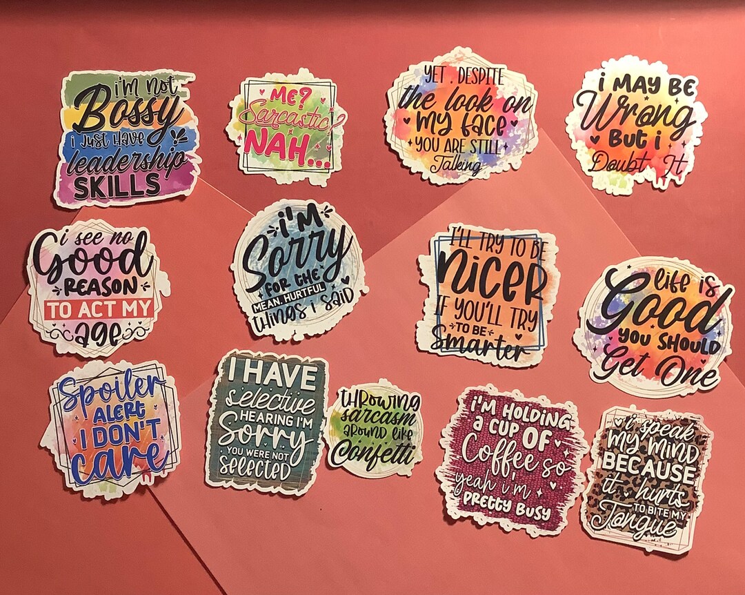 13 Sticker Pack - Sarcastic Stickers - Quote - Vinyl Stickers - Etsy
