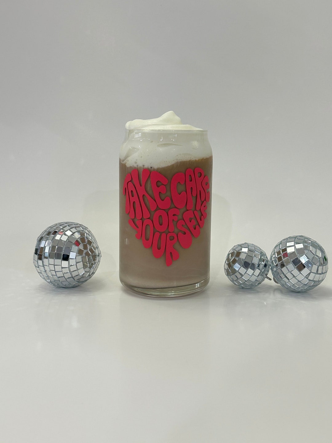Take Care of Yourself Glass Cup|self Love Glass Cup|mental Health Glass ...