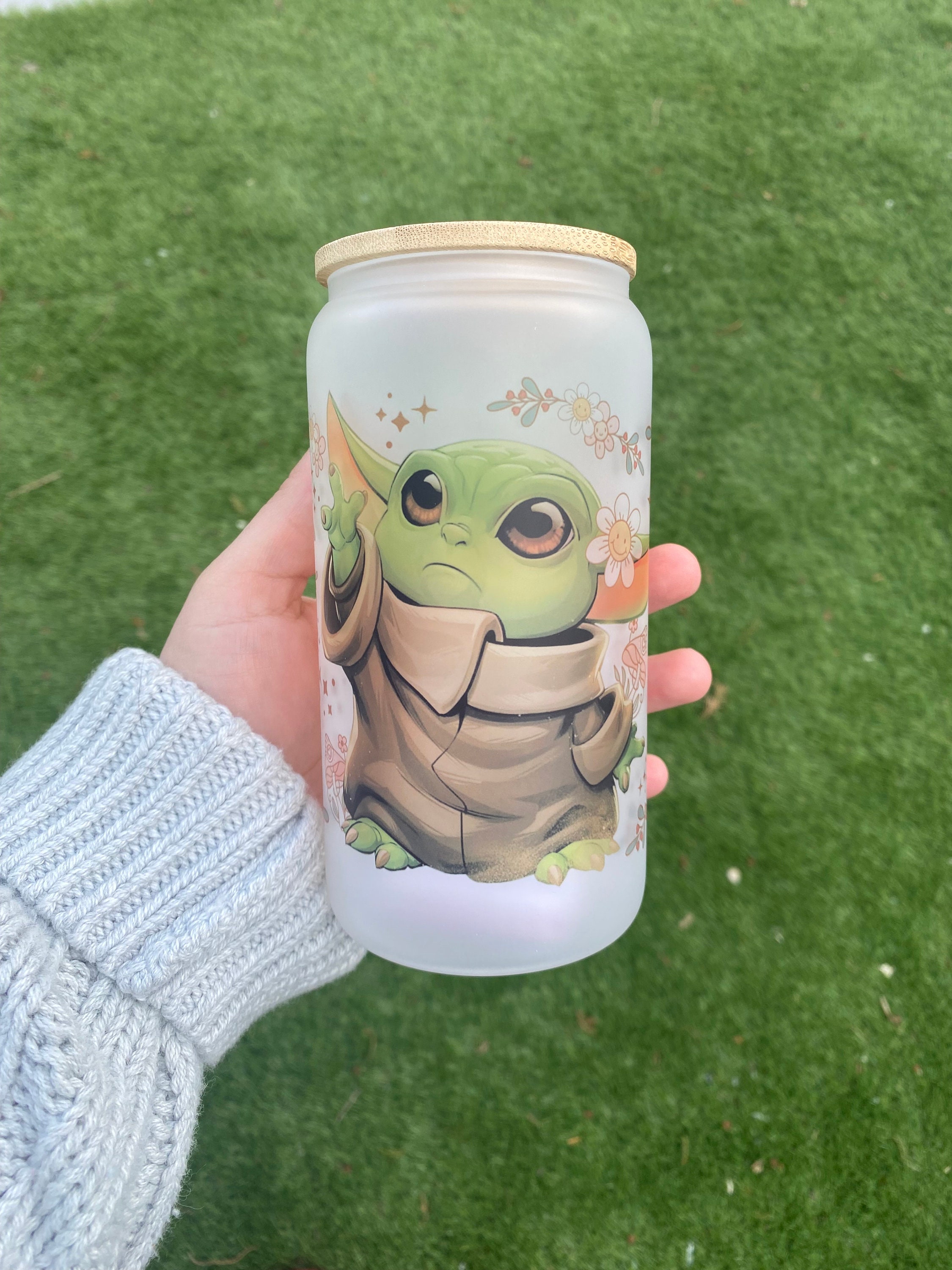 Baby Yoda Baby Yoda Cup Grogu Yoda Cup With Lid and Straw Star Wars ...