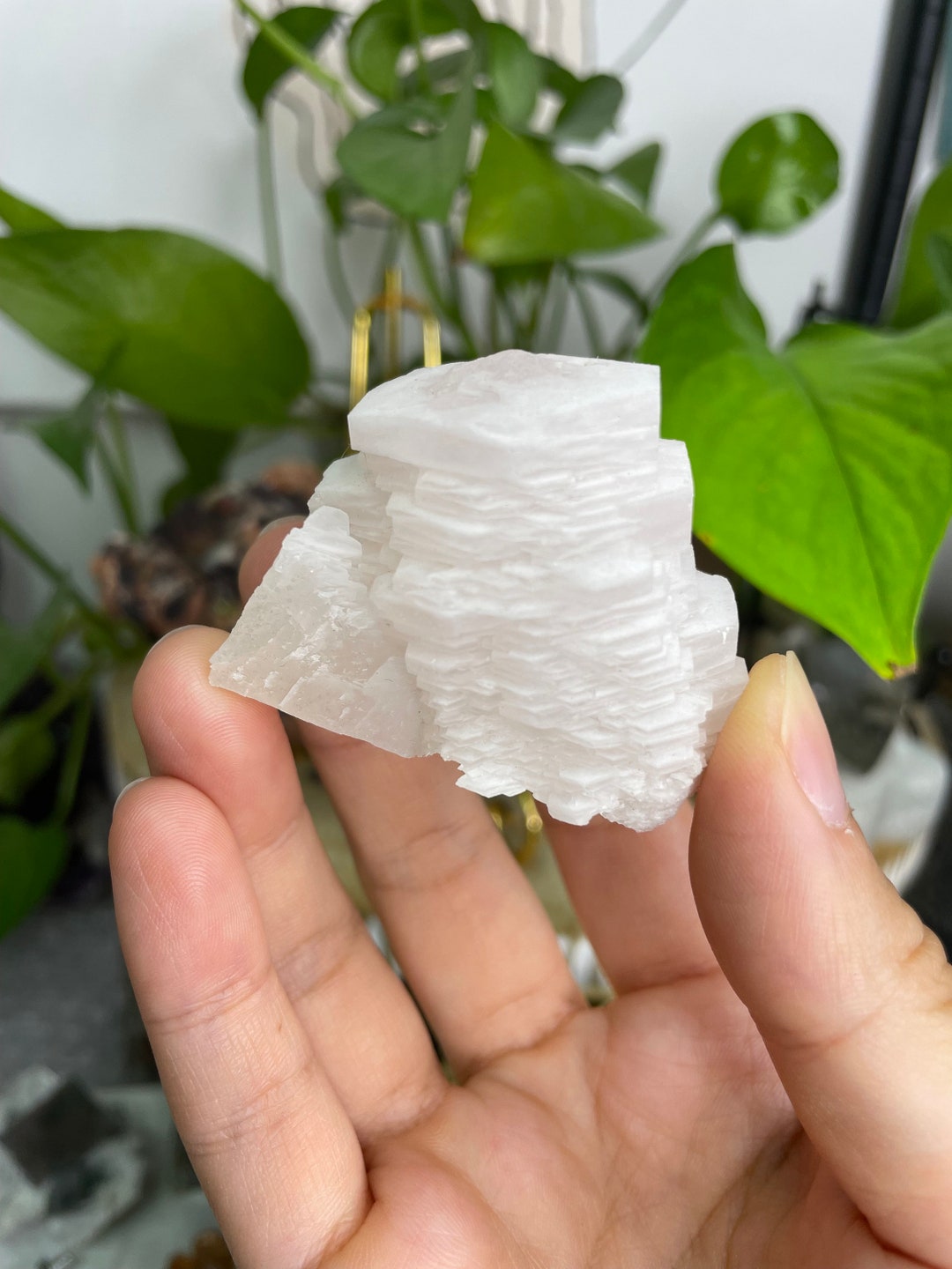 Layered Hexagonal Shaped Light Pink Sandwich Calcite From Fujian ...