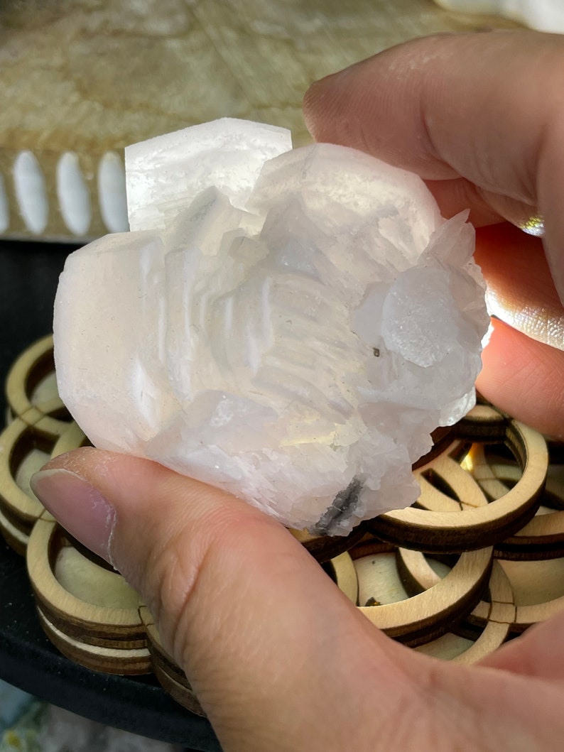 Hexagonal Shaped Light Pink Sandwich Calcite Cluster From Fujian ...